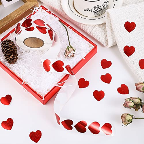 1000 PCS Glitter Red Heart Stickers - 1" Heart Decorative Labels for Valentine's Day Wedding Anniversaries Decorations