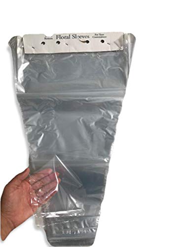 A&A Flower Bouquet Unprinted 37 Micron Clear Cellophane Bags Plastic Sleeve Bag 100 pcs (9x14x3.5 in.)