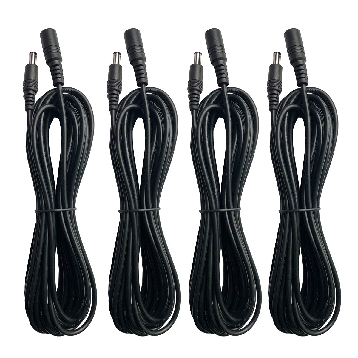 4 Pack Power Extension Cord 2M (6.56ft), 5.5mm x 2.1mm DC 12V Power Supply Adapter Extension Cable Male 2 Female Plug Cable for CCTV Cameras, DVR Etc