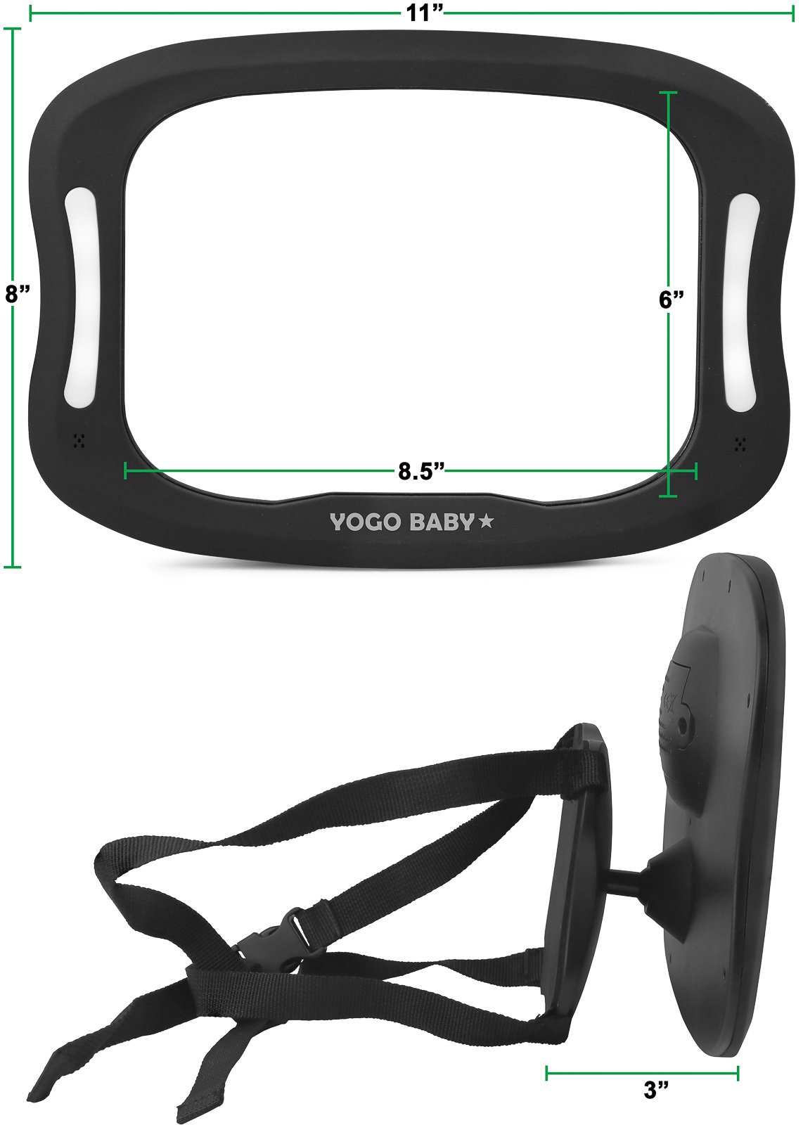 Baby Car Mirror with Remote Control Soft Led Light Shatter-Proof Acrylic Baby Mirror for Car, Rearview Baby Mirror-Easily Observe Baby's Every Move, Safety and 360 Degree Adjustability…