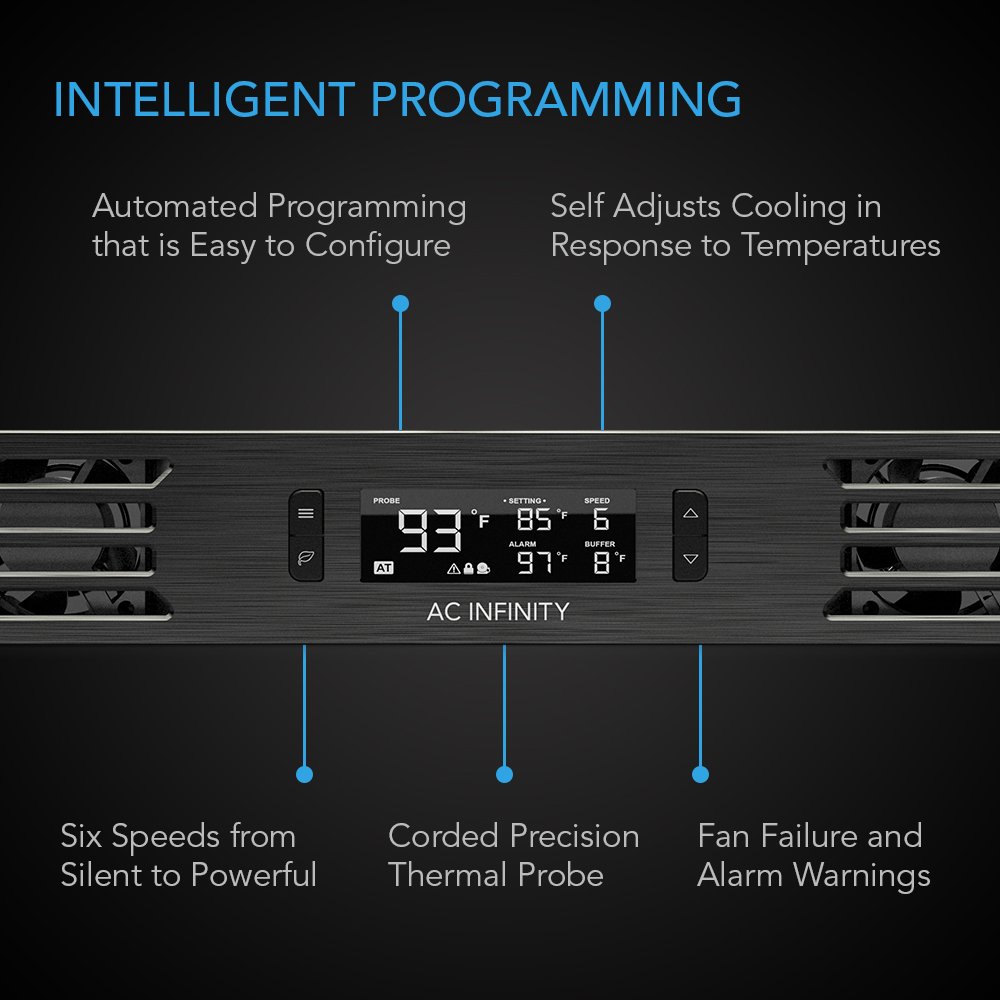 AC Infinity CLOUDPLATE T1-N, Rack Mount Fan Panel 1U, Intake Airflow, for Cooling AV, Home Theater, Network 19” Racks