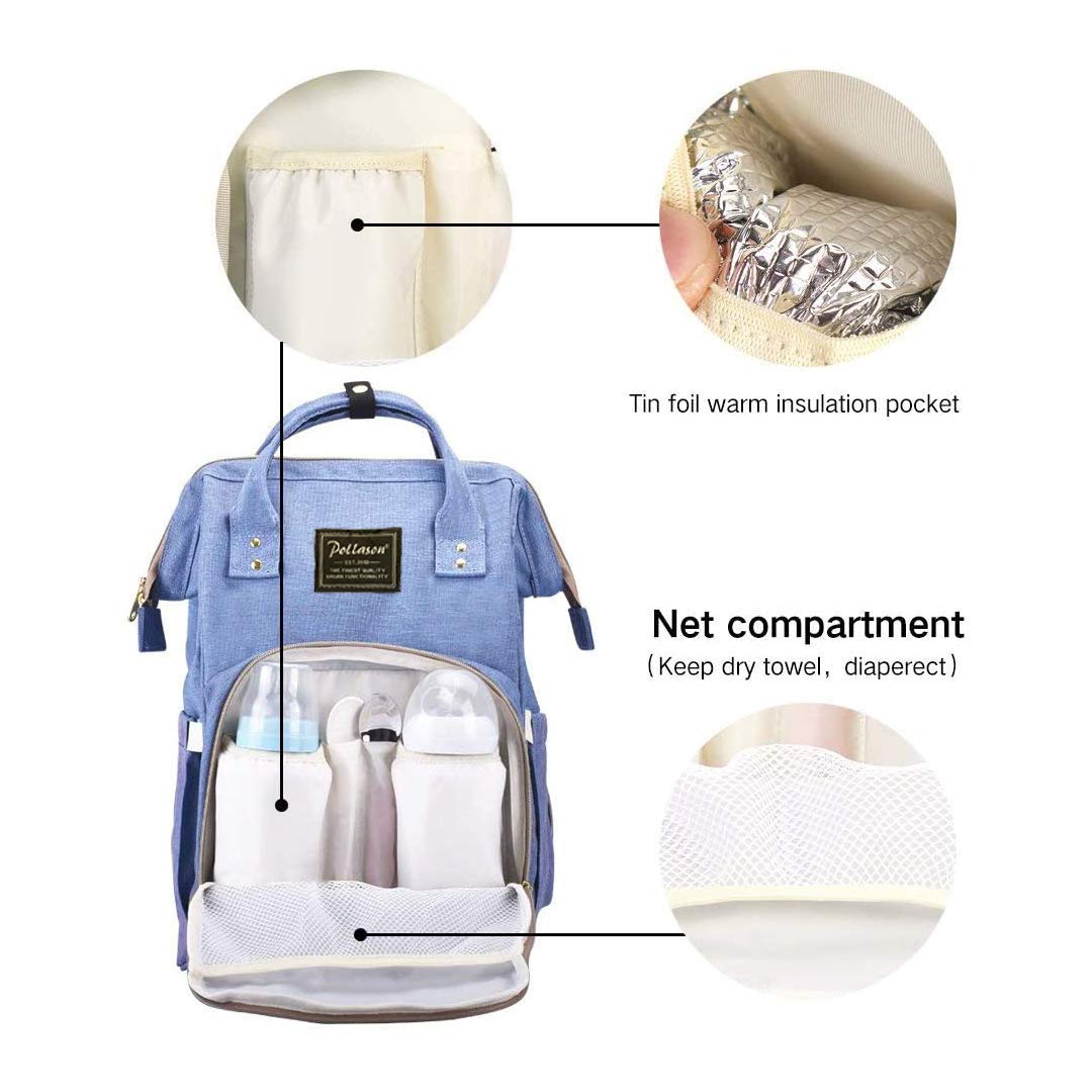Arolly Multi-Function Waterproof Diaper Bag Travel Backpack Nappy Tote Bags for Baby Care, Large Capacity, Stylish and Durable (Blue)