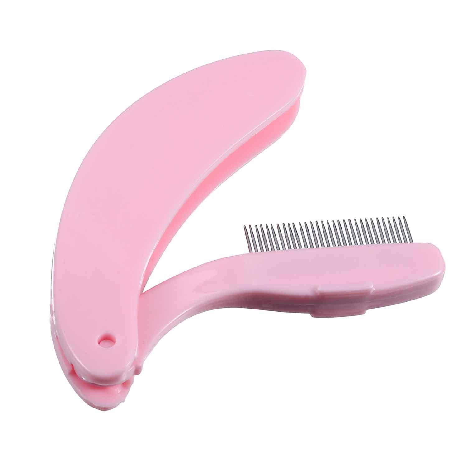 4 Packs Folding Eyelash Comb, Stainless Steel Metal Teeth Eyebrow Separator Comb Lash and Brow Makeup Applicator Brush Professional Tool for Define Lash