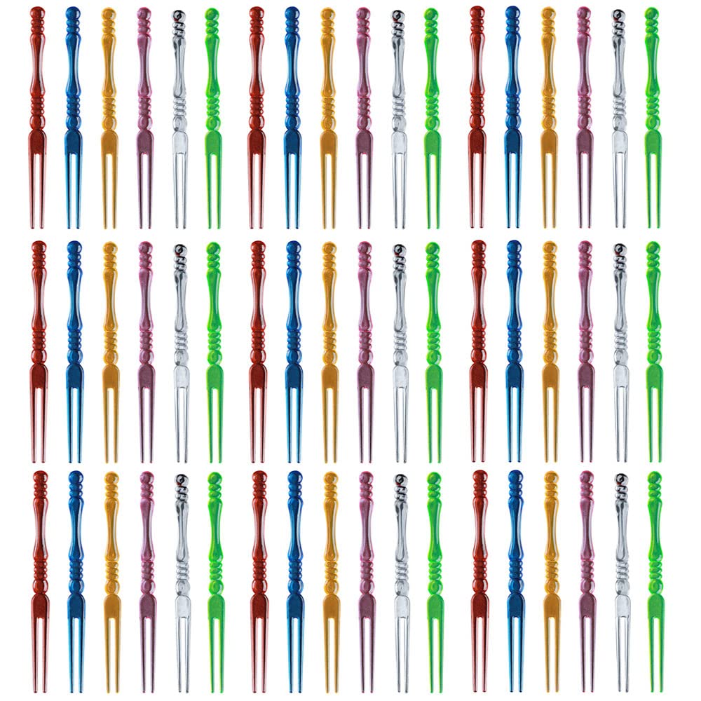 200 Pcs Color Fruit Fork Picks Plastic Fruit Skewers Snacks Forks Perfect for Parties Buffets Food Tastings and Much More Random Color
