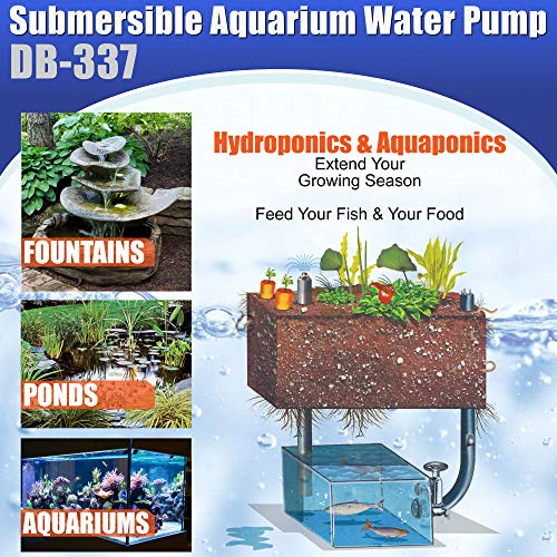 Aqua Dream 133 GPH Submersible Pump(500/H,6.5W) Ultra Quiet Adjustable Water Pump For Pond,Aquarium,Fish Tank,Fountain,Hydroponics,Statuary - 1 Pc