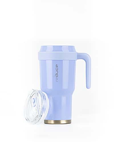 REDUCE 40 oz Tumbler with Handle and Straw, Stainless Steel with Sip-It-Your-Way Lid - Keeps Drinks Cold up to 34 Hours - Sweat Proof, Dishwasher Safe, BPA Free - Glacier, Opaque Gloss Mug