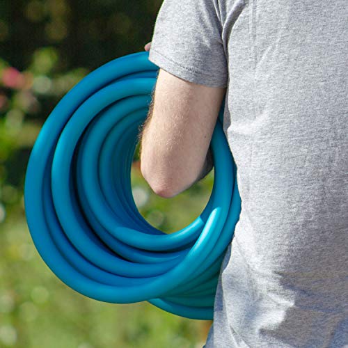 Aqua Joe AJPGH50-DWS 5/8 in 50 Ft. Hybrid Polymer Flex Kink Free Hose, Blue