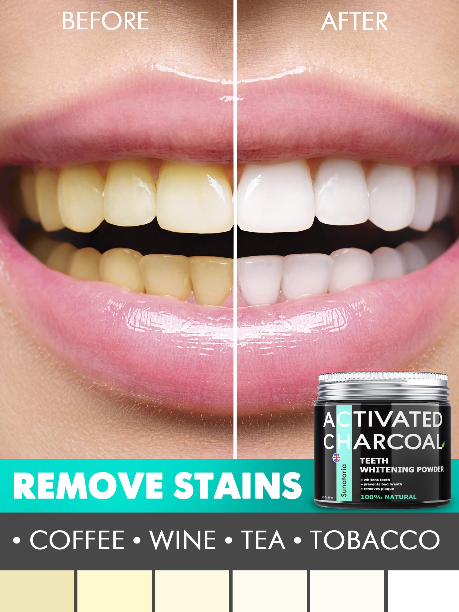Teeth Whitening Powder - Remineralizing Tooth Powder for Tooth Whitening 5 in 1 Formula | Blanqueador de Dientes | Charcoal Toothpaste Alternative | Sensitivity Treatments