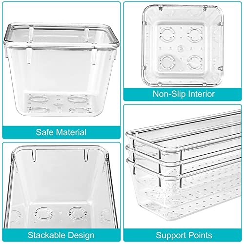 25 Piece - Non-Slip Drawer Organizer Bin Set- Clear bins