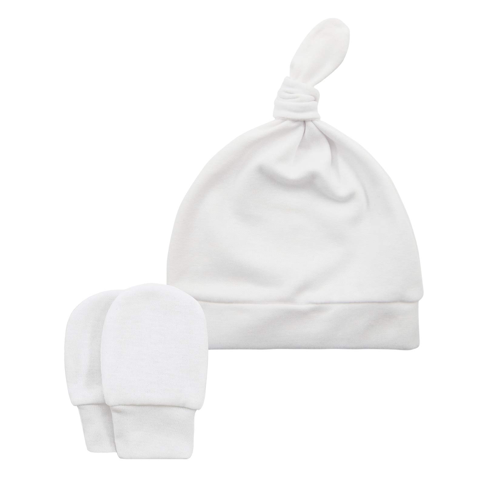 Baby Boy Hat and Mitten Set Baby Beanie for Boys Knot Newborn Hat Infant Caps Baby Accessories Fall Winter 0-6 Months 4 Pack A