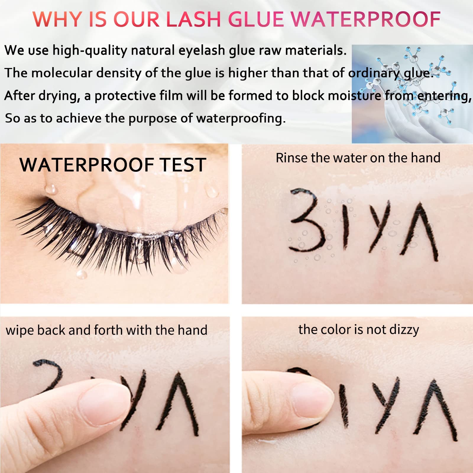 Clear Eyelash Glue Super Strong Hold Eyelash Adhesive Waterproof Eyelash Glue Sensitive Eyes Lash Glue for False Lashes 0.18 oz