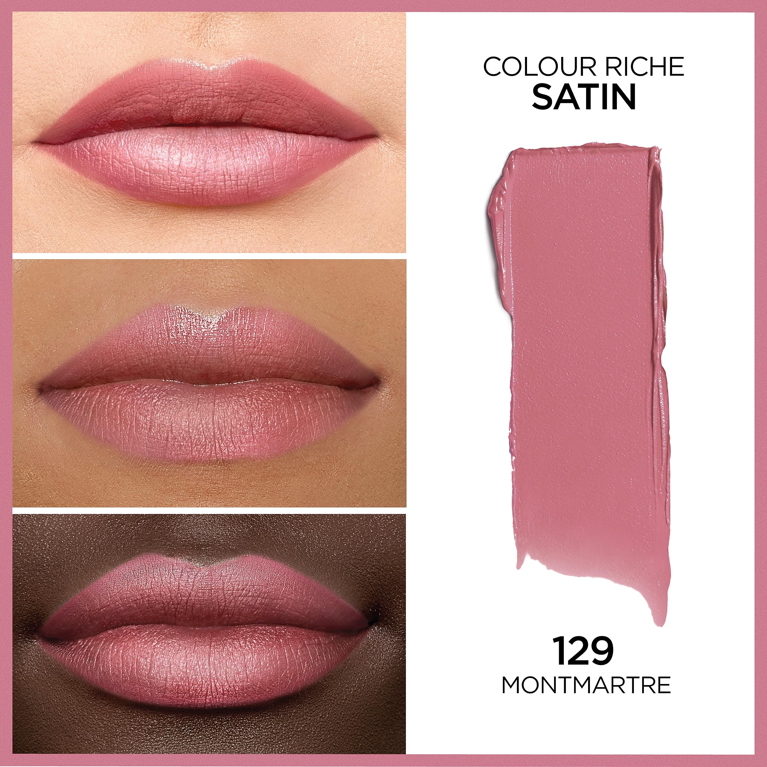 L’Oréal Paris Colour Riche Original Creamy, Hydrating Satin Lipstick with Argan Oil and Vitamin E, Montmartre , 1 Count