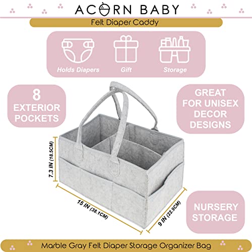 Acorn Baby Diaper Organizer Caddy Bag - Large Felt 15x9in Car and Nursery Organizer and Baby Diaper Caddy Organizer