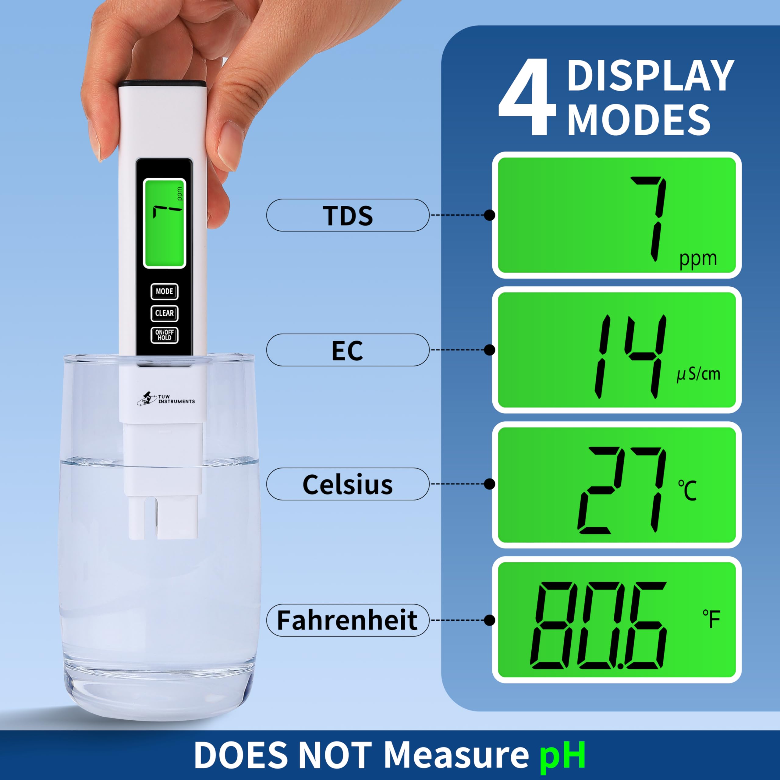 2024 All-New 4 in 1 Accurate & Instant Read TDS Meter Digital Water Tester 0-9990ppm, EC Meter & Temperature Meter(ยฐC, ยฐF), Pool Test Kit with (2)Extra Batteries, Water Test Meter for Drinking Water