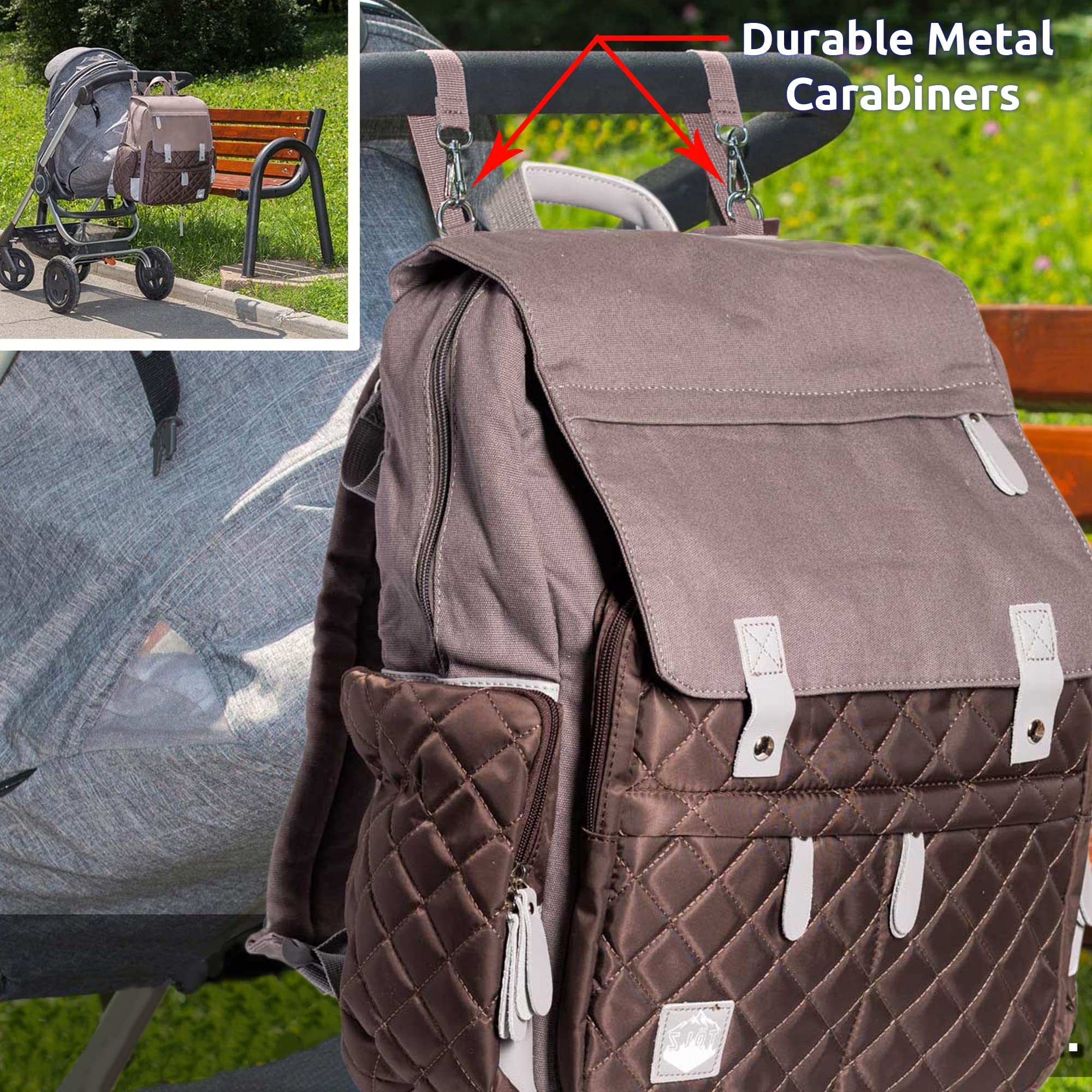 Baby Diaper Bag Backpack with Waterproof Changing Pad Ideal for Mom and Dad,Large Multifunctional Nappy Changing and Travel Bag For Boys and Girls with Stroller Connector and Laptop/Tablet Pockets