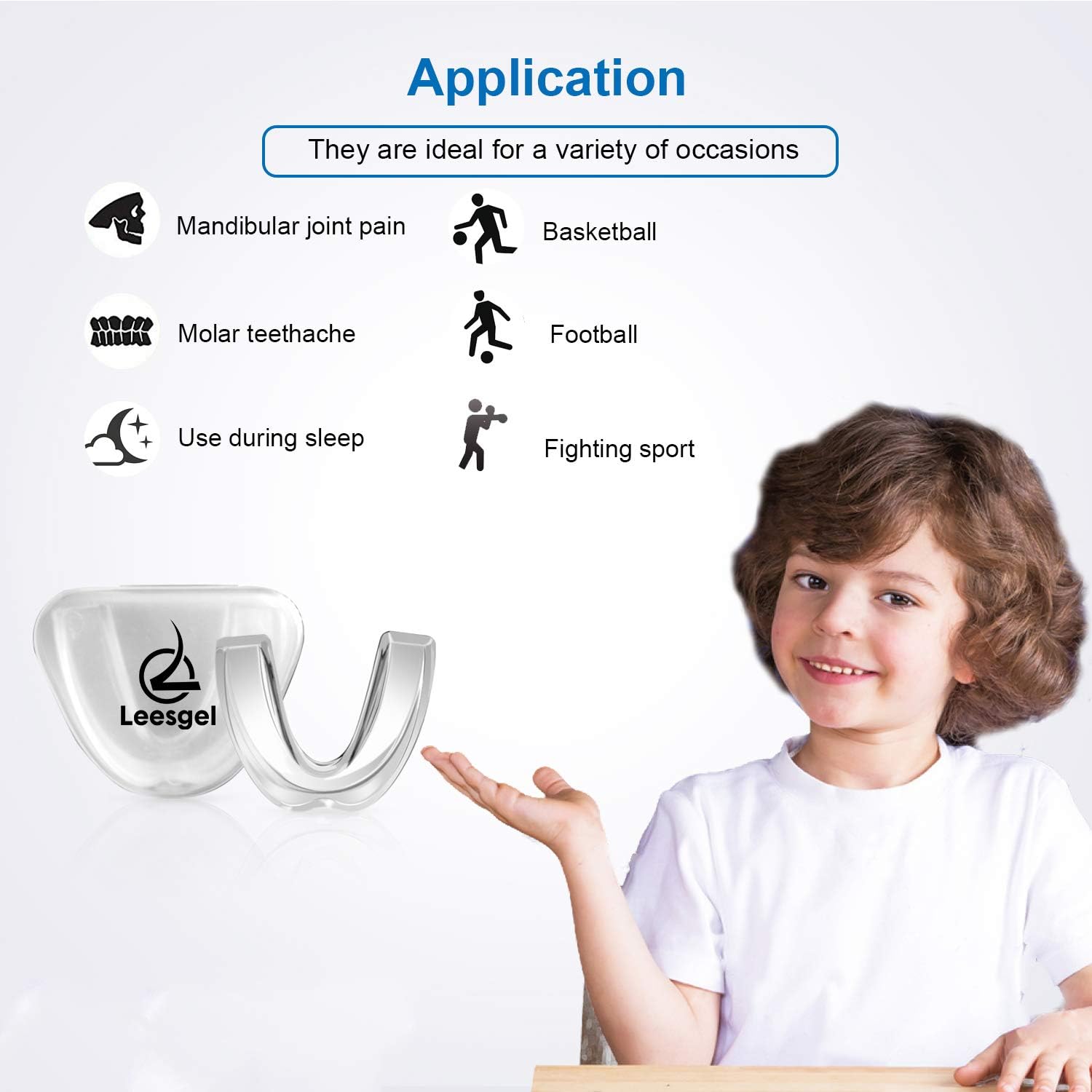 4 Pack Kids Mouth Guard for Grinding Teeth, Night Sleep Teeth Guards, Eliminates TMJ & Teeth Clenching, Stops Bruxism, Teeth Whitening Tray, Sport Athletic Mouth Guard (Kid Size only fit for Kids)