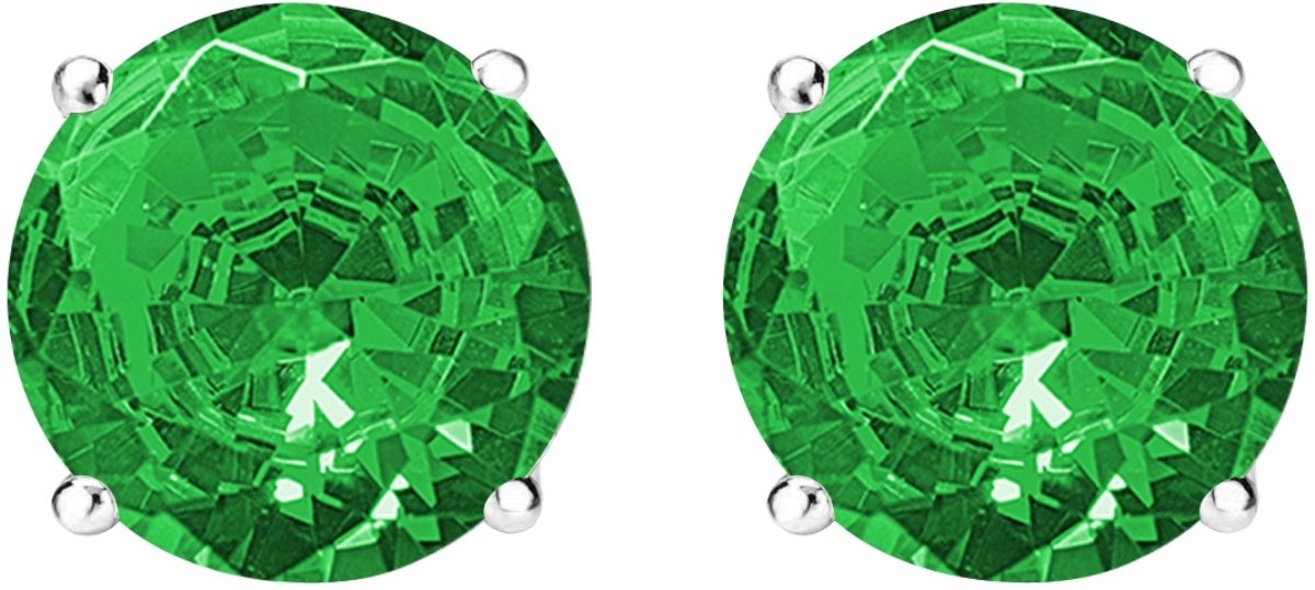 4 Carat Total Weight Emerald Solitaire Stud Earrings Pair Platinum Popular Premium Collection 4 Prong Push Back