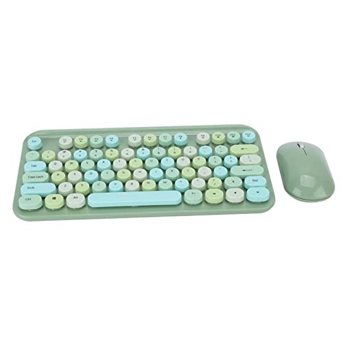 2.4GHz Wireless Keyboard Mouse, 75 Keys 12 Multimedia Key Ergonomic Design Wireless Gaming Keyboard Mouse Set for PC, Computer, Desktop (Green)