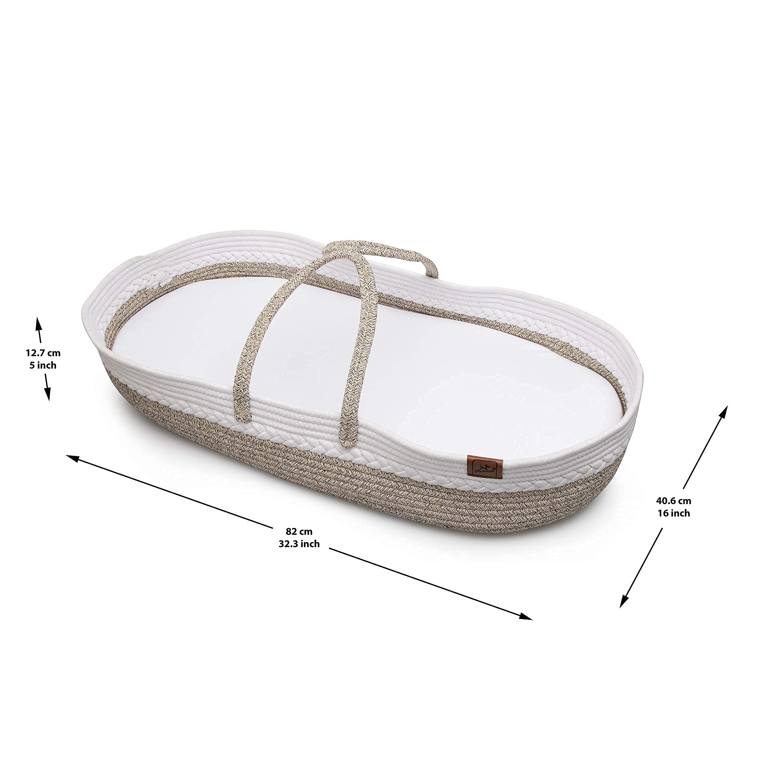 Baby Changing Basket - 100% Cotton Rope with Foam Pad - Organic Cotton Waterproof Cover - Complete with 2 Waterproof Changing Pads Liners- CPSC Safety Compliant