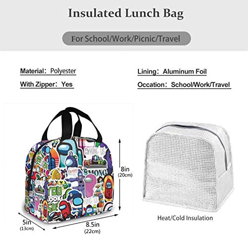 rigi Lunch Bag Insulated Portable Game Luch Box For Adults Kids Teens