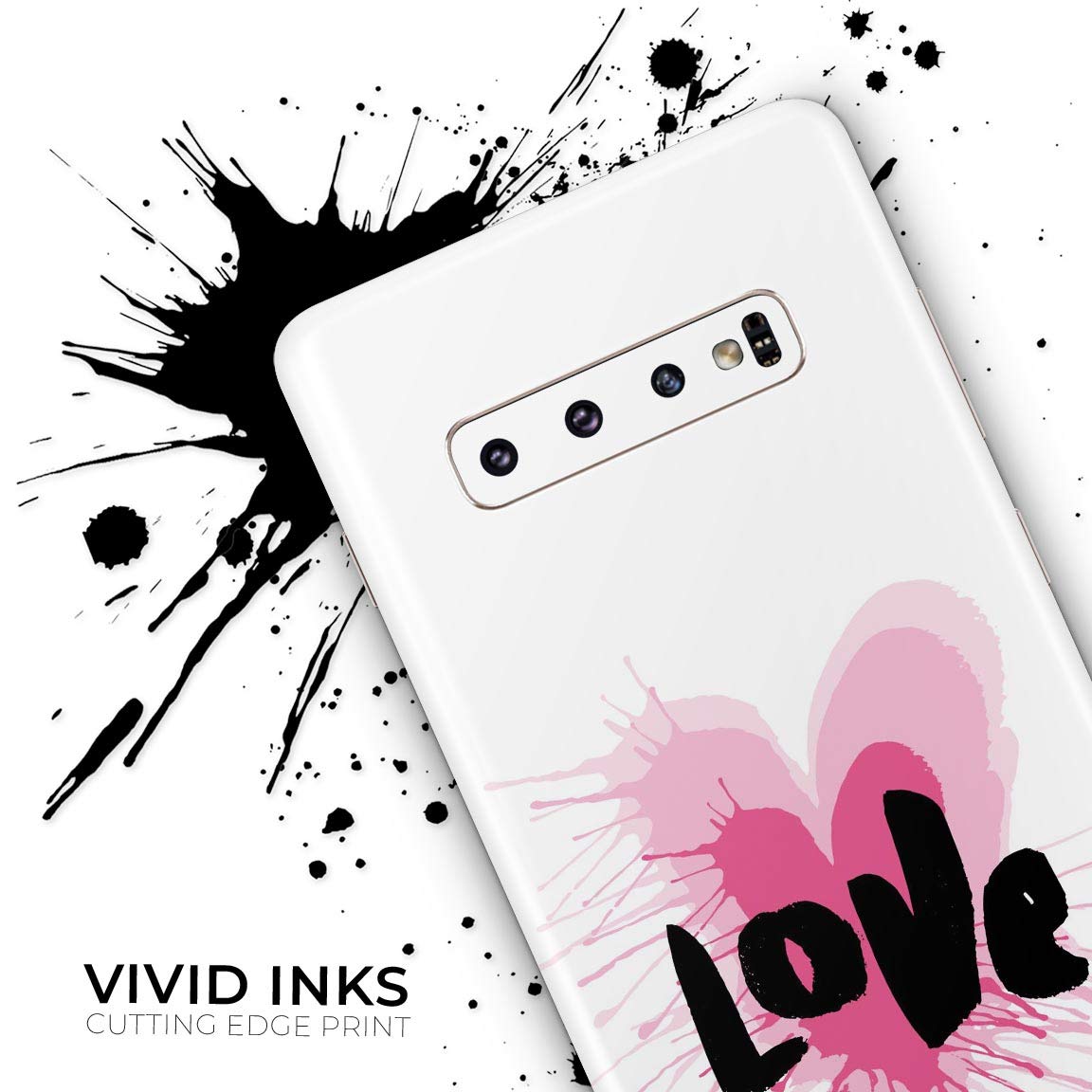 DesignSkinz Splattered Pink Love Protective Vinyl Decal Wrap Skin Cover Compatible with The Samsung Galaxy S20 (Screen Trim & Back Glass Skin)
