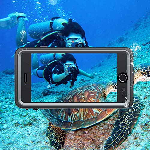 AMILIFECASES iPhone 6 Plus Waterproof Case iPhone 6s Plus Waterproof Case(5.5inch), Huakay IP68 Certified Shockproof Dirtproof Full Body Protection Waterproof for iPhone 6 Plus 6s Plus (Black/Clear)
