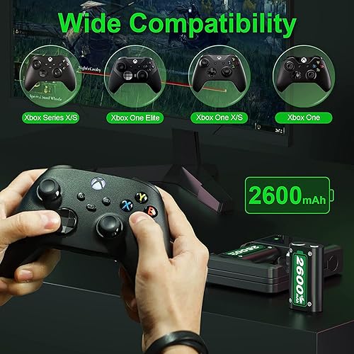 2023 Original - 2x2600mAh High Capacity Rechargeable Battery Pack for Xbox Controllers, WEGWANG Fast Charging Controller Battery Pack with Xbox One/Xbox Series X|S Xbox One S/Xbox One X Controller