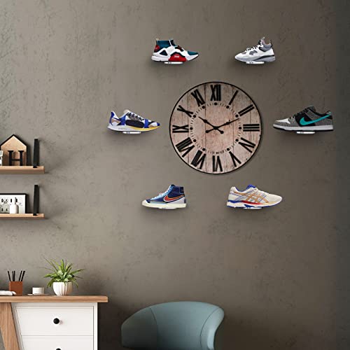 Acrylic Floating Clear Sneaker Shelves Wall Mount Set of 6 for Shoe Display,Floating Shoe Display Shelves for Bedroom, Gaming Room, Living Room,entrance hall