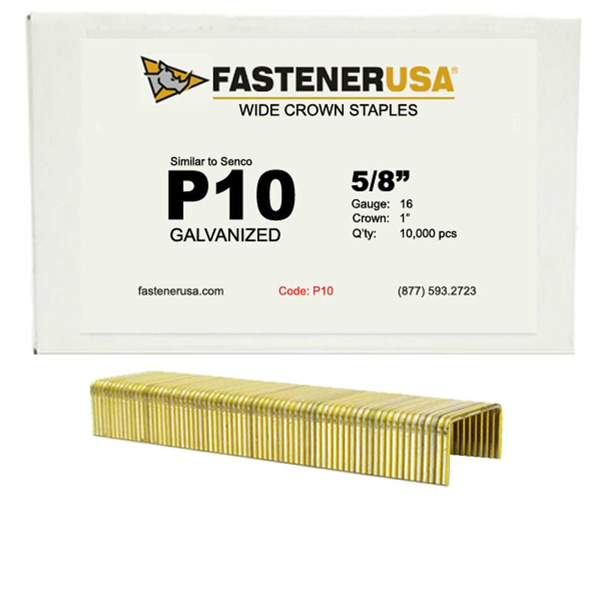 5/8" Leg x 1" Crown 16GA GALV P10 Staples 10,000ct | P10
