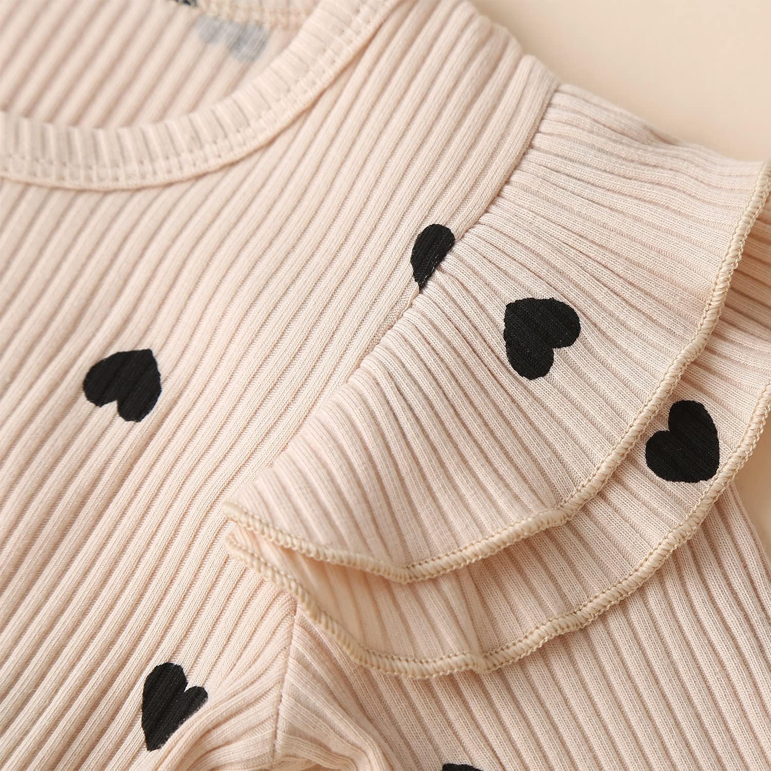 Fullfamous Infant Baby Girl Clothes Outfits,Fall Winter Romper Christmas Clothing Set 0-3 months Ecru Heart