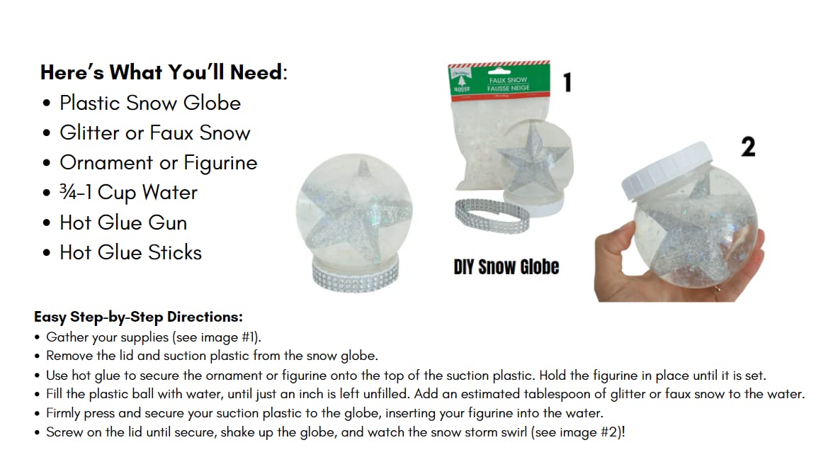4 inch DIY Plastic Snow Globe with Removable Screw Off lid - Fun DIY Activity for Kids and Family! Snowglobes Creations!
