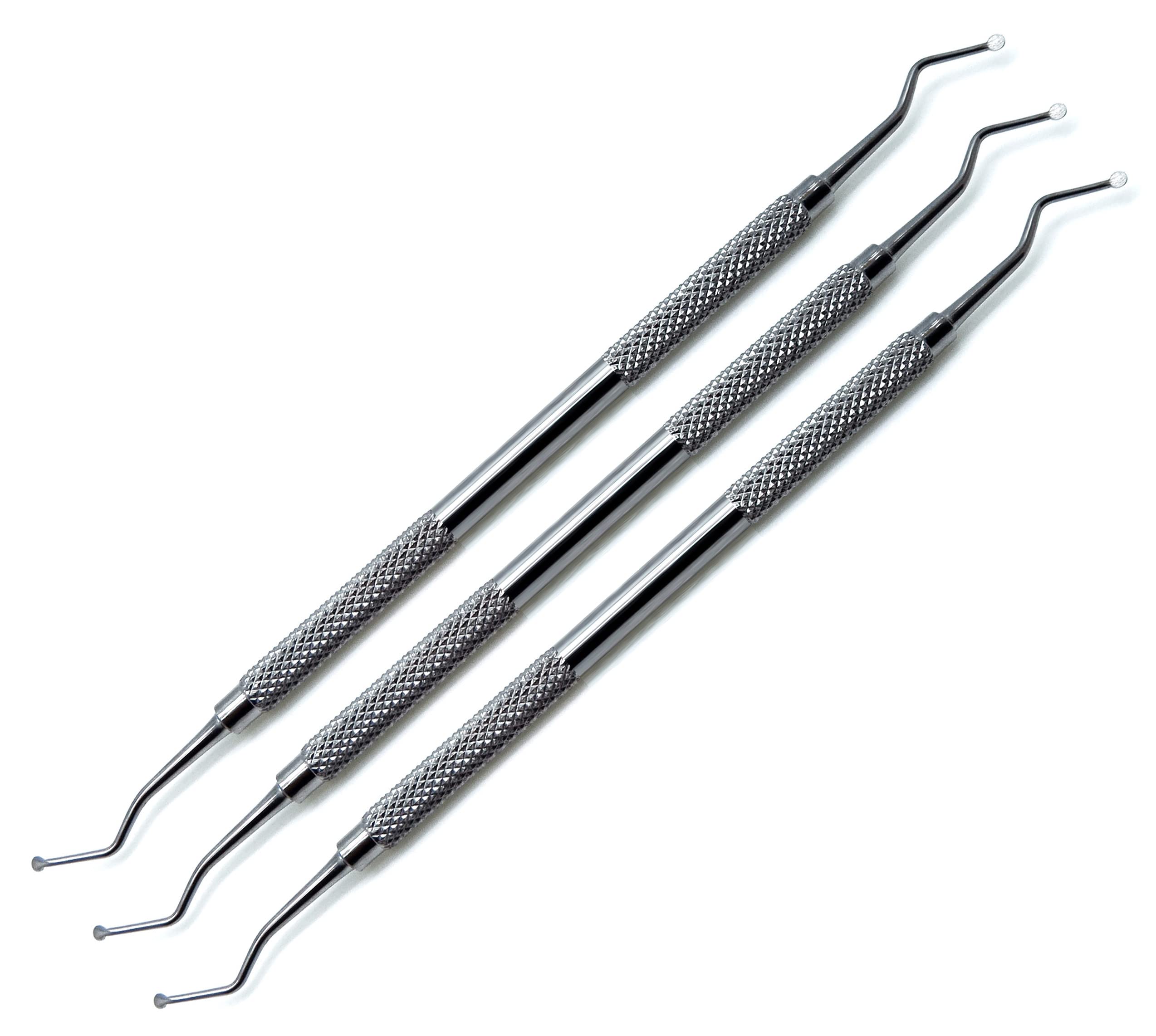 3 Pcs Dental Restorative Excavator 127/128, 2mm Spoon New Double Ended Instrument