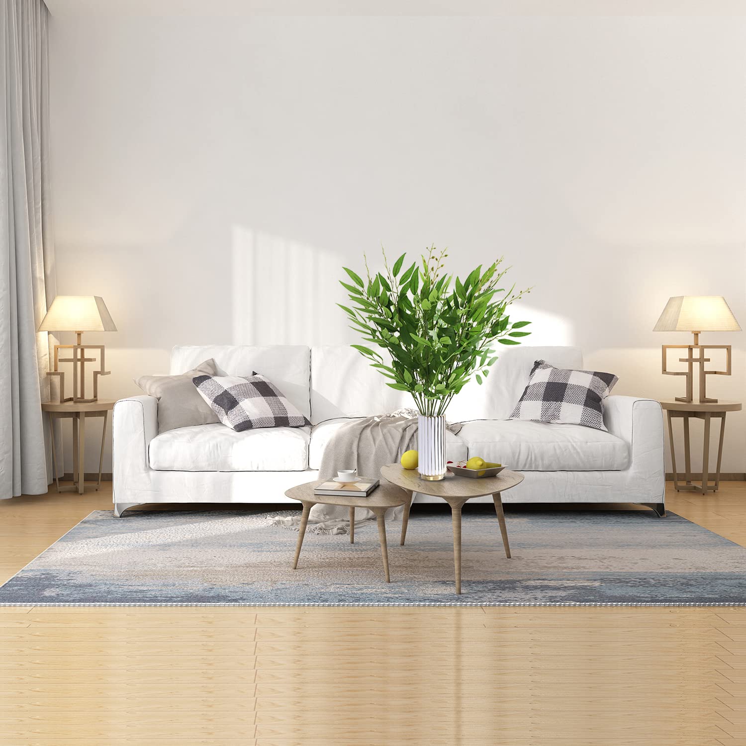 3 Pcs Fake Plants Decor Willow Branches - SAOCOOL 22 Inch Artificial Plants Willow Leaves, Home Indoor Faux Plants for Window, Dining Table, Bathroom, Bedroom and Wall Greenery Decoration (Green)
