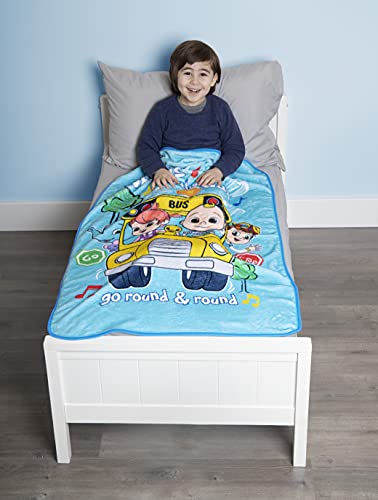 CoComelon Musical Warm, Plush, Throw Blanket That Plays The Theme Song - Extra Cozy and Comfy for Your Toddler, Blue