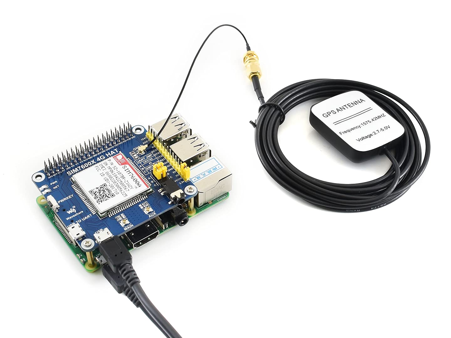 TOP1 SIM7600A-H 4G HAT for Raspberry Pi, LTE Cat-4 4G/3G Communication GNSS Positioning. Supports Raspberry Pi Series Boards and Jetson Nano