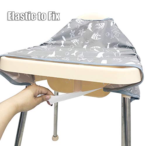HIVVI Long Sleeve Baby Bib, Attaches to Highchair, Waterproof & Portable (Gray Seaworld)
