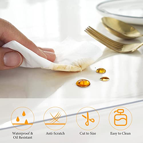 Deep Dream 1.5mm Clear Desk Cover Protector, 14×24 Inch Clear Table Protector, Rectangular Vinyl Desk Pad, PVC Plastic Table Cover for Office, Dresser, Night Stand, Computer & Writing Desk Tabletop