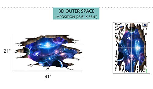 ACEXINYAN 3D Wallpaper Waterproof Ceiling Stars Galaxy Decor Wall Mural Outer Space Decor Removable Kids Wall Decals Planet Posters for Boys Room Living Room Wall Sticker Cool Room Decor