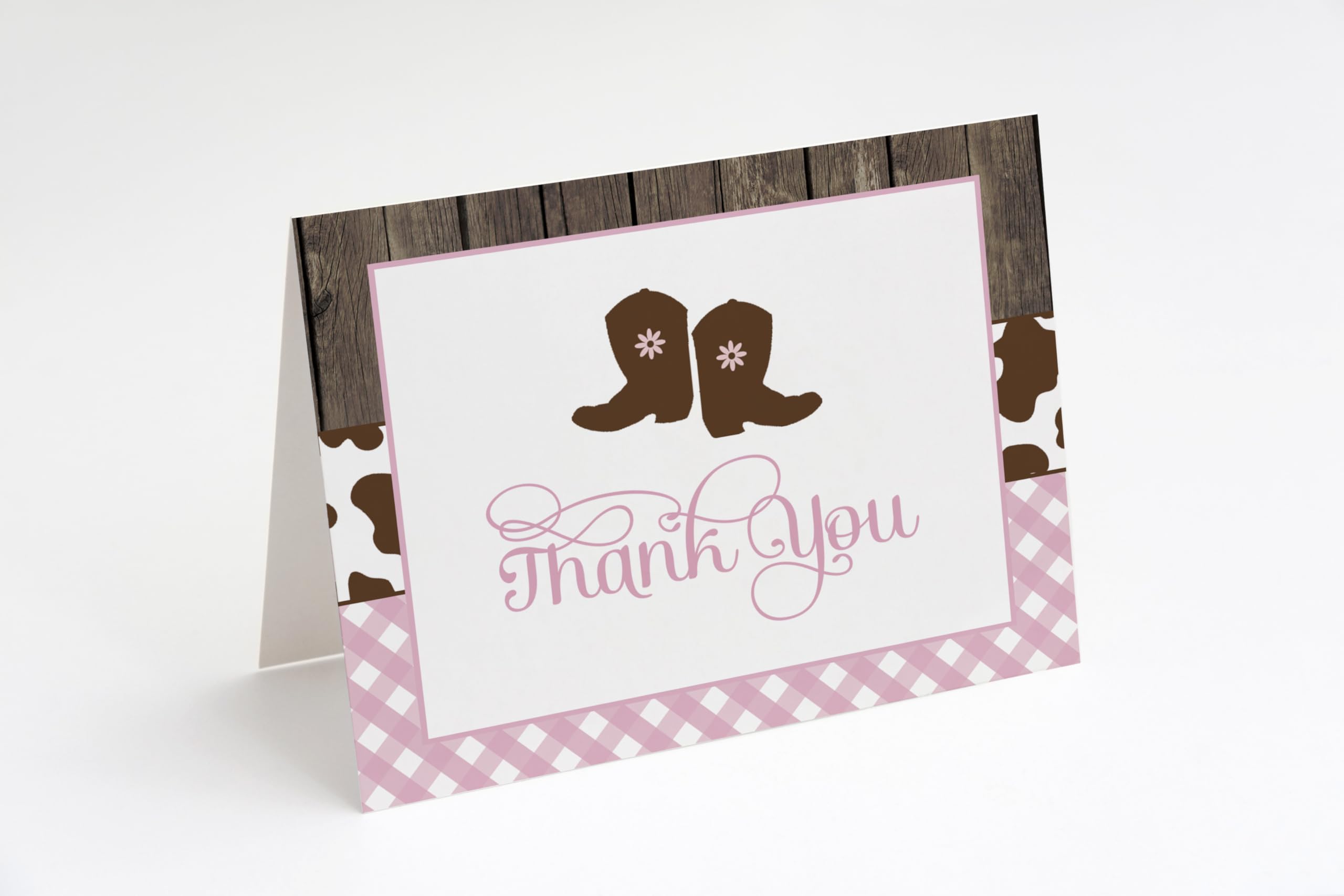 The Invite Lady Cowgirl Baby Shower Thank You First Rodeo Cow Girl Notecards Notes With Envelopes (24 count)