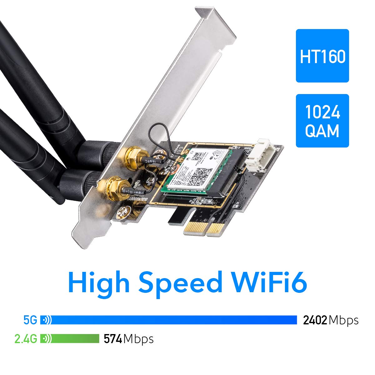 Cudy New AX3000 Wireless WiFi 6 PCIe Card for PC, Bluetooth 5.2, AX200, 3000Mbps WiFi 6 Speed, Bluetooth 5.2/5/4.2/4.0, 802.11ax/ac/a/b/g/n, Windows 11, 10, WE3000 V2