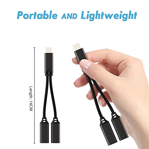 AD ADTRIP USB C Splitter, USB C Headphone and Charger Adapter Type C Splitter Audio and Charging Adapter Compatible with Samsung Galaxy S20+/S20/S10/Note10, Google Pixel 4/3/2 XL…
