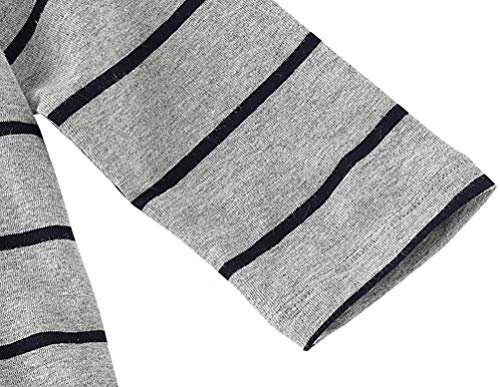 COLOOM Infant Baby Gown Newborn Knotted Sleeper Striped Sleep Gowns Swaddle & Cap (Grey Stripes, 0-6Months)