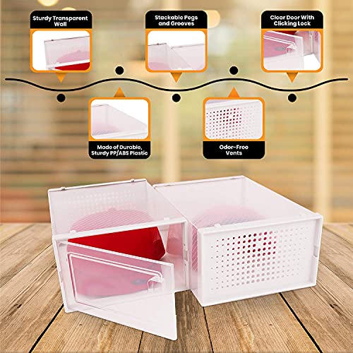 Boxy Concepts Plastic Hat Organizer for Baseball Caps (6-Pack) Easy Assembly, Stylish, Dust-Proof, Transparent, Stackable with Odor Vents. Ideal Holder, Case or Hat Rack Storage System 13β x 5.5β x 9β