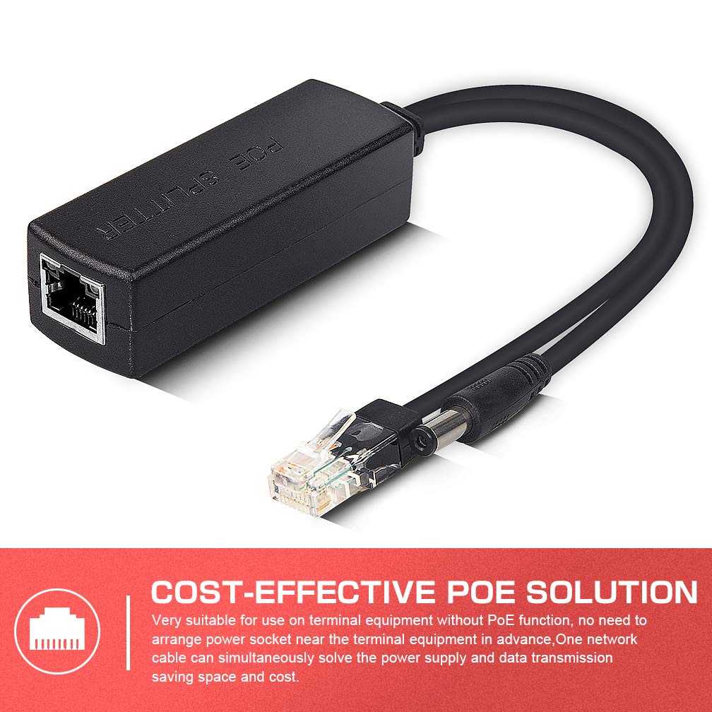 Active PoE Splitter - Power Over ethernet Splitter Adapter, 48V to 12V, IEEE 802.3af Compliant, 10/100Mbps PoE Splitter for Surveillance Camera, WAP and VoIP Phone, up to 100m, 2 Pack