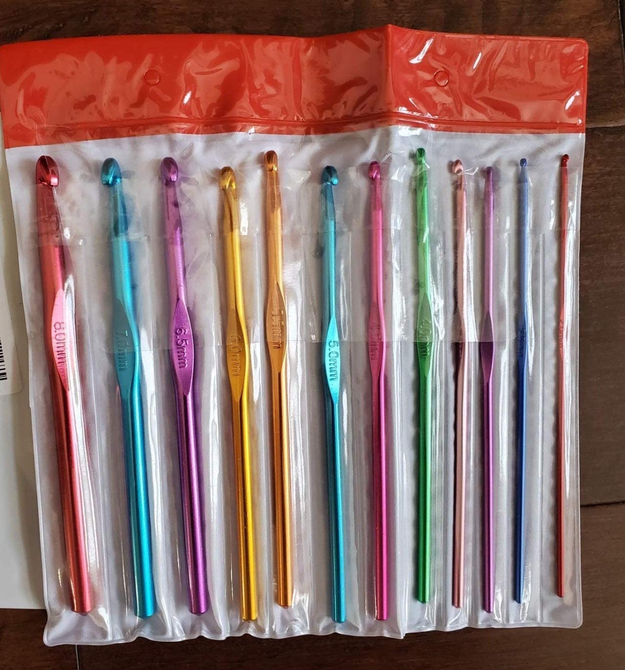 12 Sizes Crochet Hooks Set, Aluminum Handle Knitting Needles for Arthritic Hands, Crochet Needles for Knitting Craft Weave Yarn, Extra Long Crochet Kit