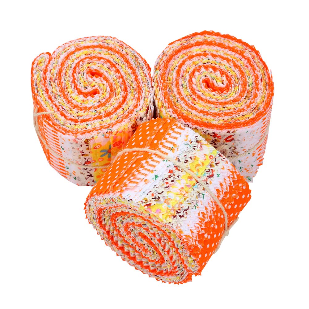 100% Cotton Bright Rainbow Jelly Roll Fabric 20 Pieces 2.4-inch Strips Quilting Fabric (Printing Yellow Series)