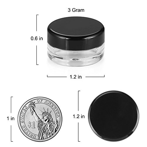 Accmor 50 Pieces 3g Empty Clear Plastic Sample Containers with Lids Cosmetic Jars with 5 Pieces Mini Spatulas