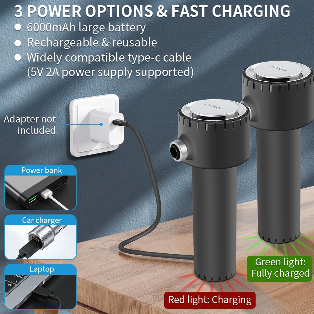 Compressed Air Duster, Electronic Air Duster, Portable 45000 RPM Cordless Dust Blower, 6000mAh Battery Air Can Duster, Powerful Computer Keyboard Cleaning Air Spray, Rechargeable Electric Canned Air