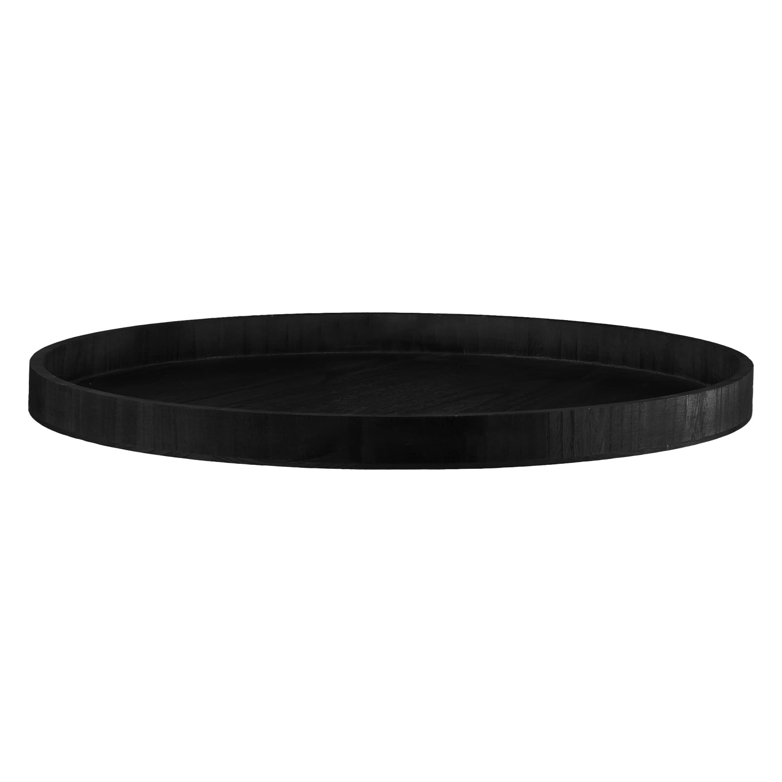 16 Inches Extra Large Solid Wooden Serving Tray Round Tea Coffee Table Tray Snack Food Meals Serving Plate Kitchen Party Bar Server Breakfast Tray with Raised Edges Ottoman Tray Nature Wood