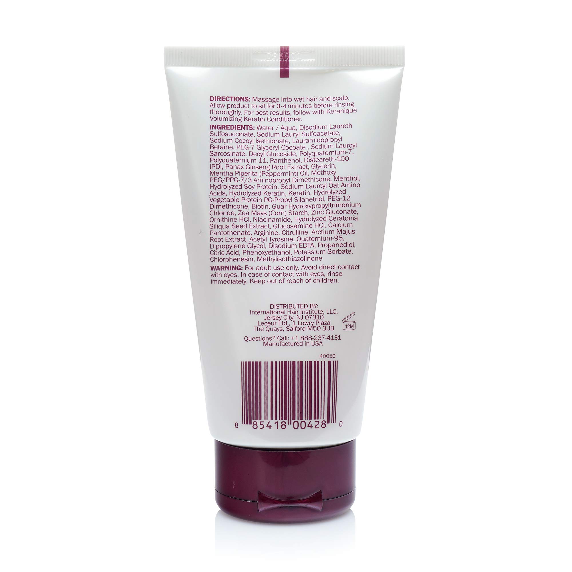 Keranique Hair Growth Anti Thinning Scalp Stimulating Shampoo, Sulfate Free, Parabens Free and infused Keratin Amino Complex, 4.5 Fl Oz